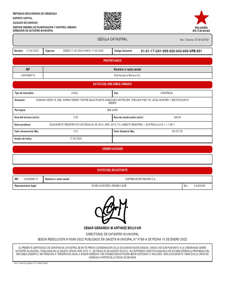 Cedula Catastral | PDF