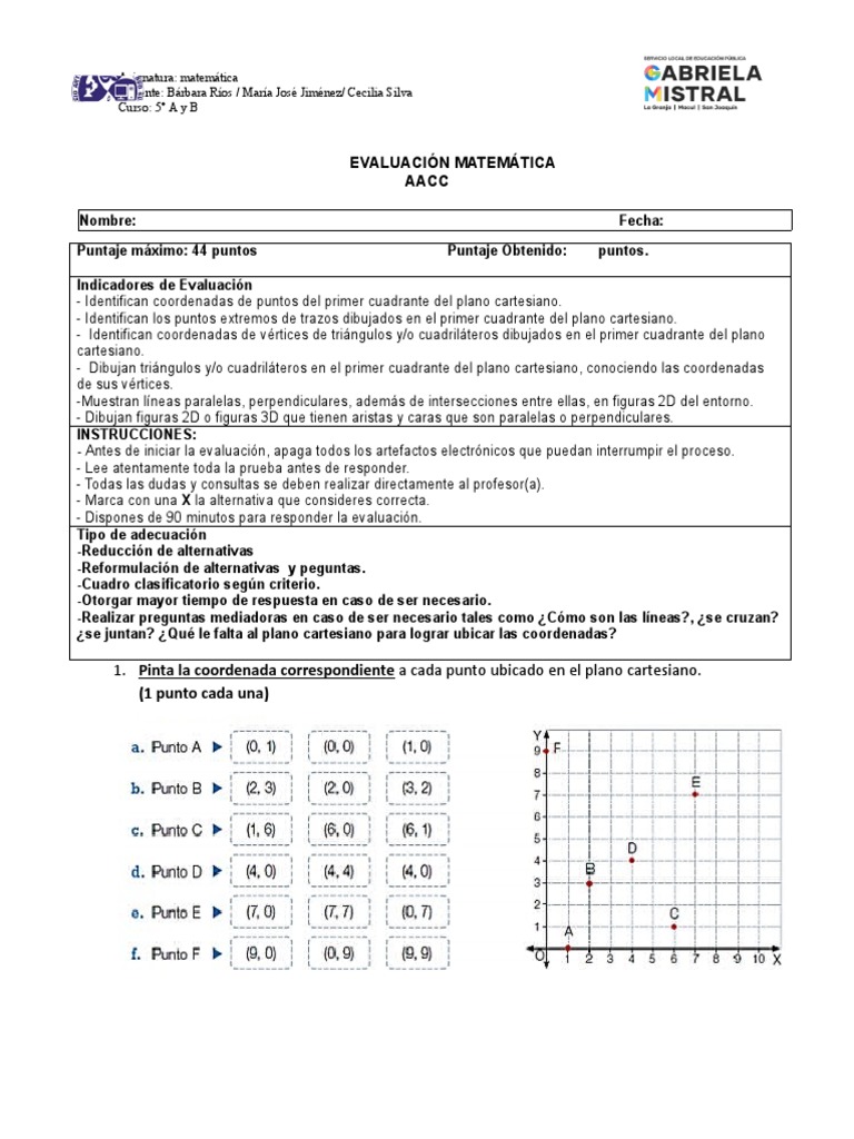 Evaluación Mate 5° Agosto | PDF