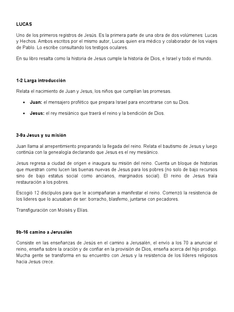 Lucas | PDF | Evangelio De Lucas | Jesús