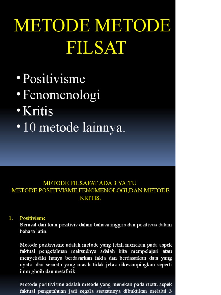D. Metode-Metode Filsafat | PDF