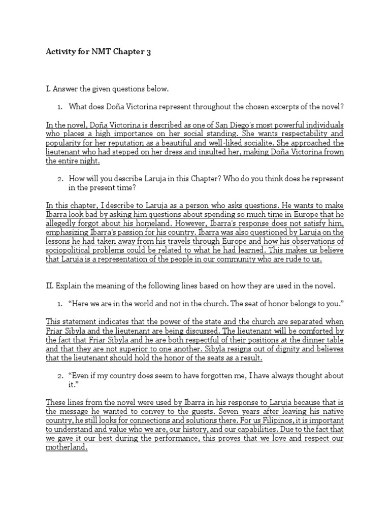 Activity For NMT Chapter 3 | PDF