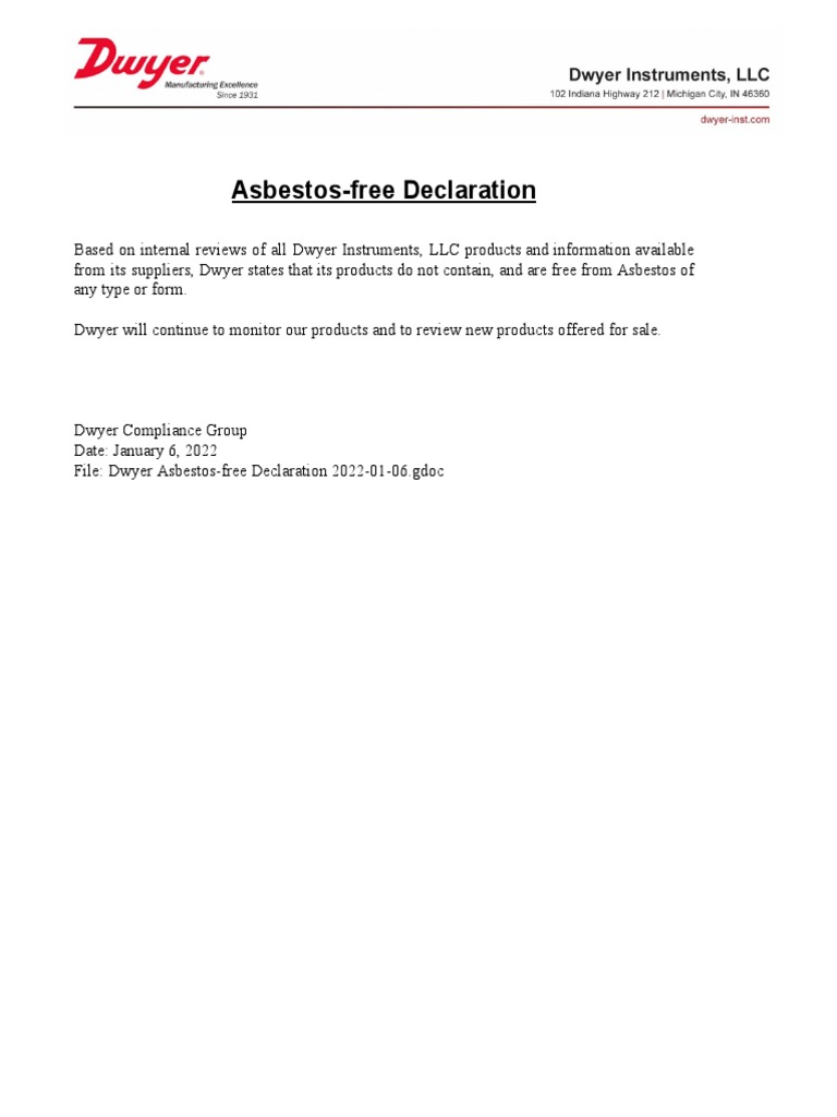 Dwyer_Asbestos-free_Declaration_2022-01-06[1] | PDF