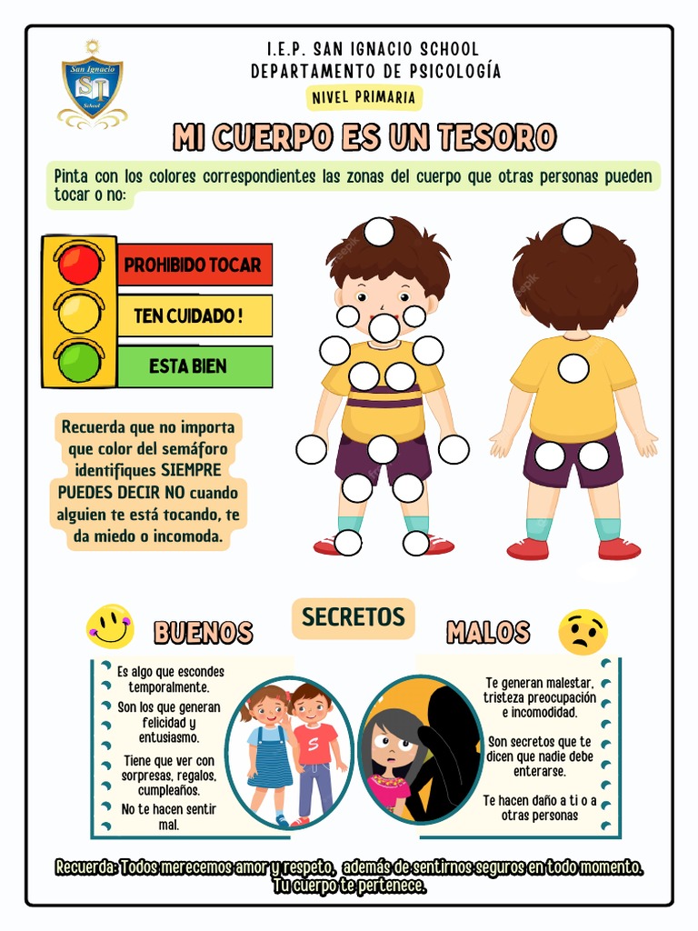 Niños Fichas De Actividad Mi Cuerpo Es Un Tesoro Pdf