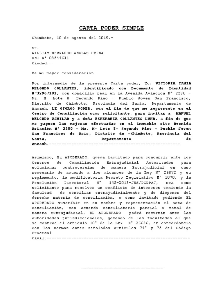 Carta Poder Con Firma Notarial | PDF