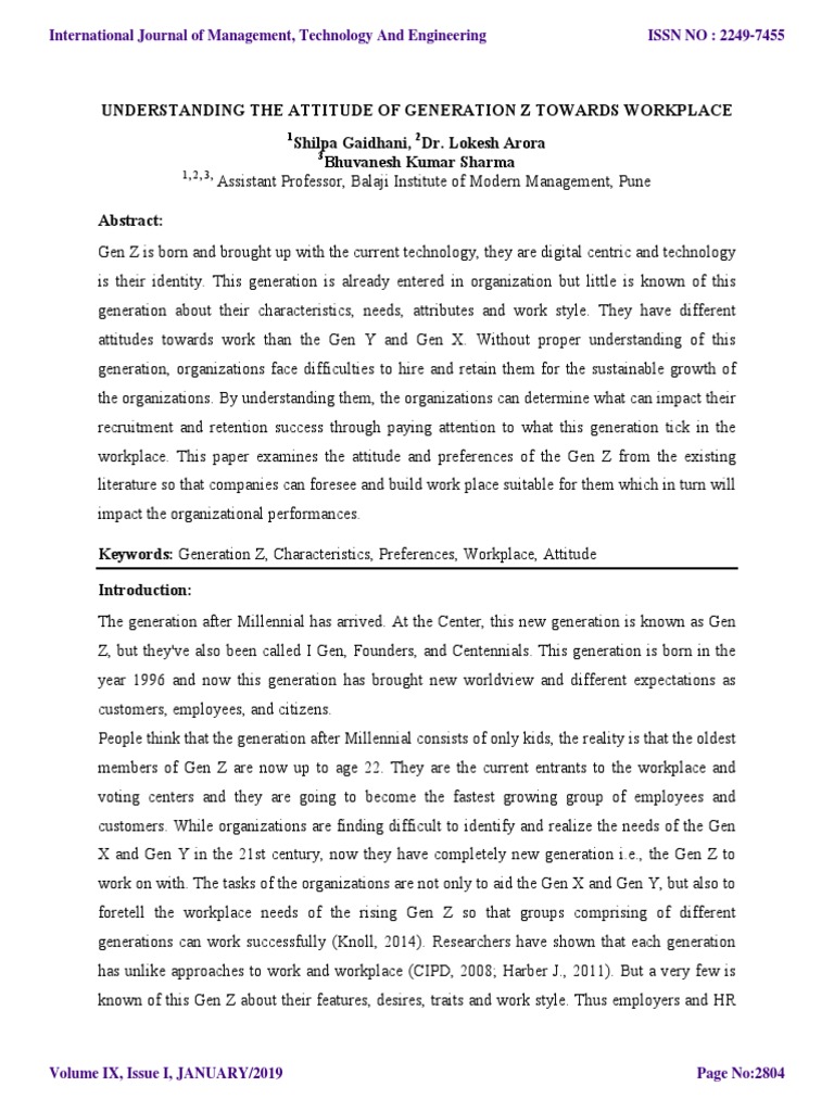 Gen Z Workplace Attitudes & Preferences | PDF | Millennials | Employee ...
