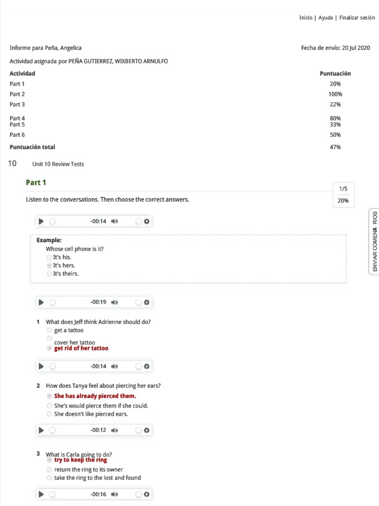 Unit 10 General Test Modo Informe Unit 10 Unit 10 Review Tests Top ...