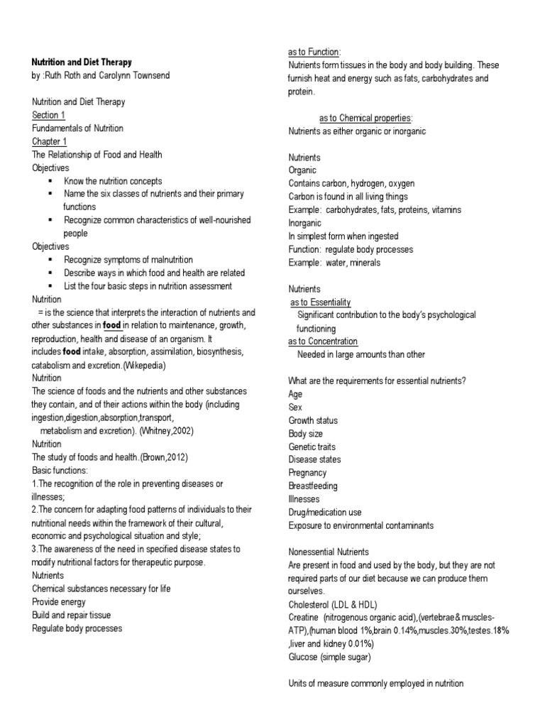 Nutrition Introduction -Notes | PDF | Calorie | Nutrition