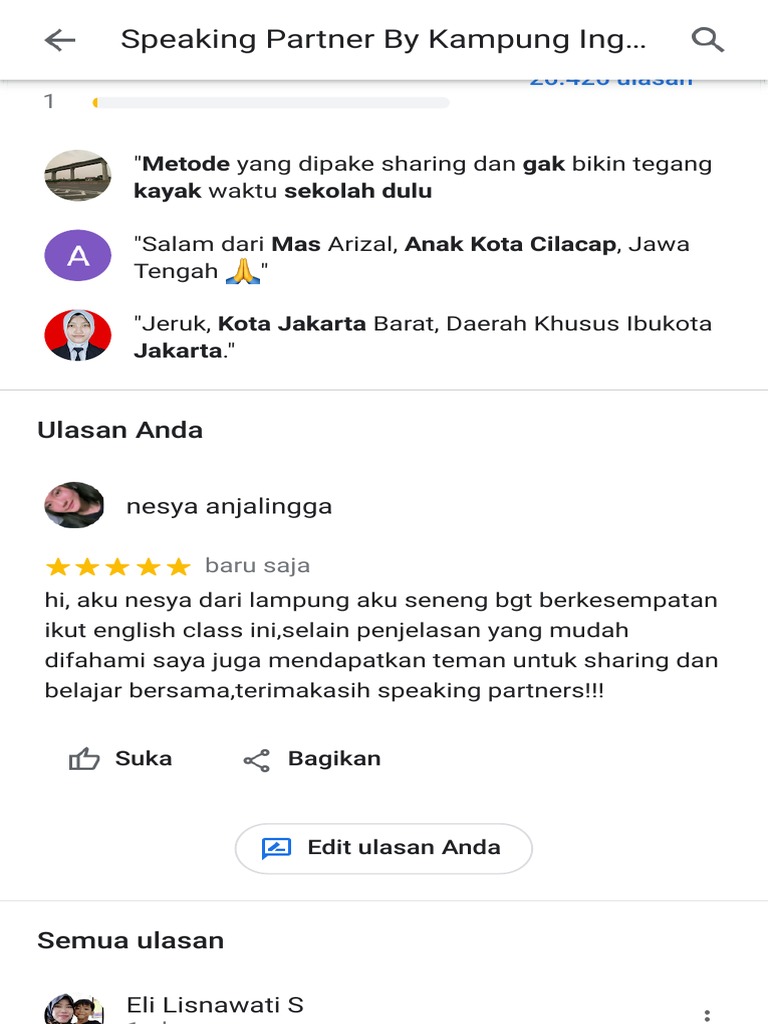 Speaking Partner by Kampung Inggris - Google Maps | PDF