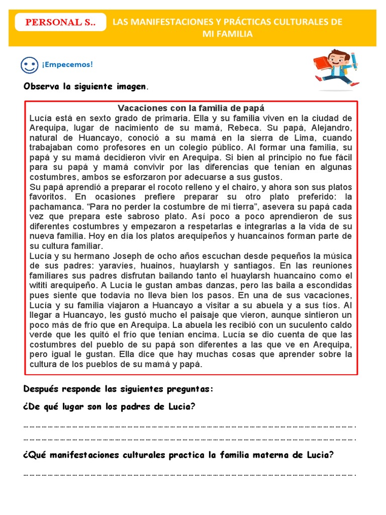 d1 a2 Ficha Ps. Las Manifestaciones y Prácticas Culturales de Mi Familia | PDF