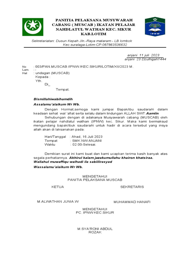 Undangan Muscab | PDF