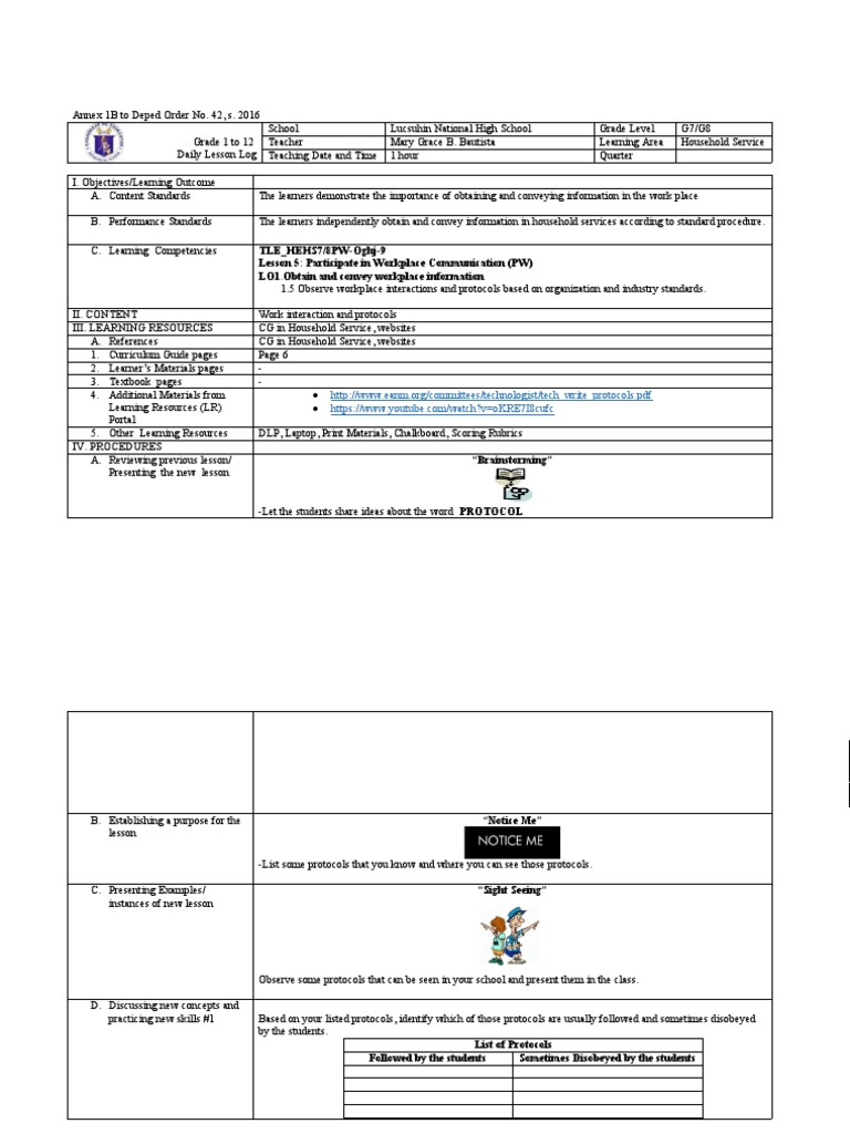 1 5 Workplace Protocol And Interaction Pdf Learning Information