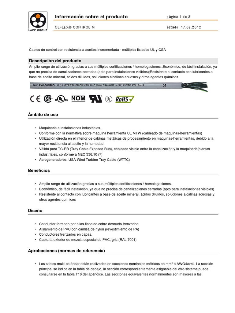 Olflex Control M | PDF | Química | Materiales
