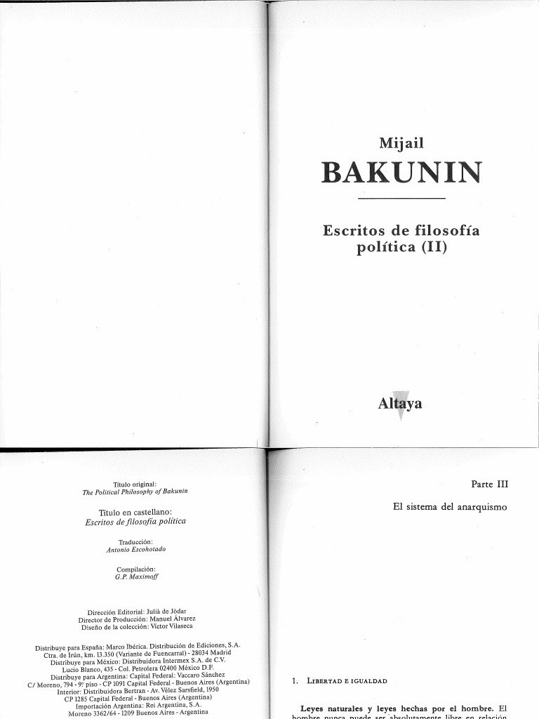 Bakunin, M., El Sistema Del Anarquismo. Libertad e Igualdad | PDF