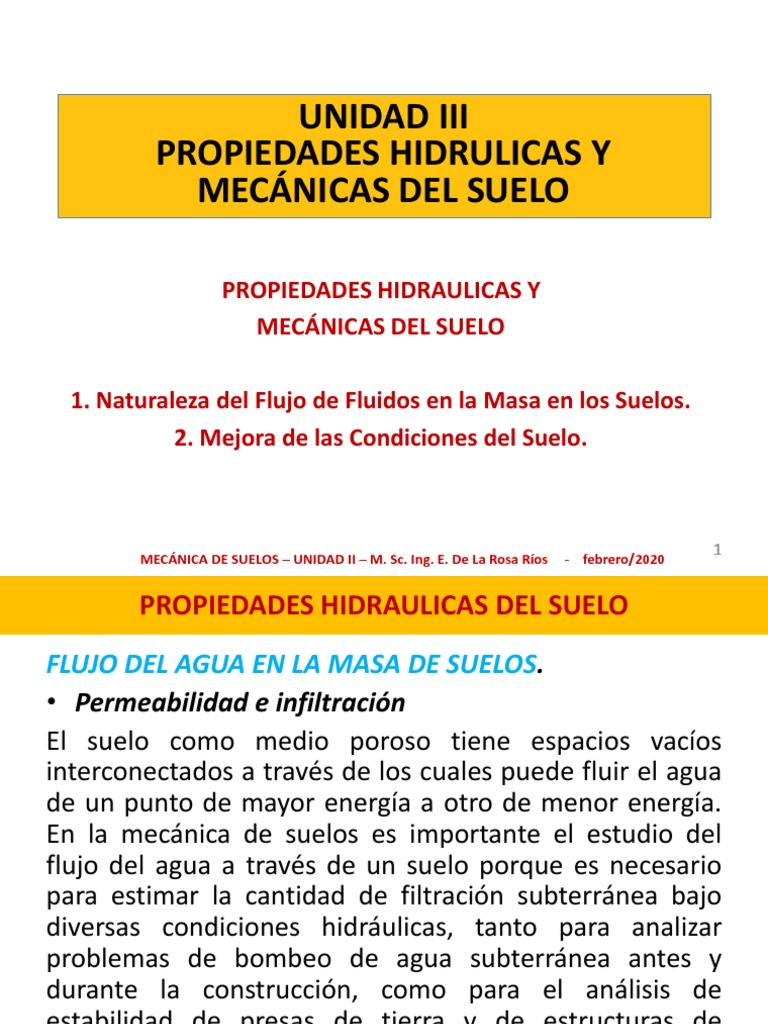Unidad III - Propiedades Hidraulicas y Mecanicas Del Suelo | PDF | Permeabilidad (Ciencias de la ...