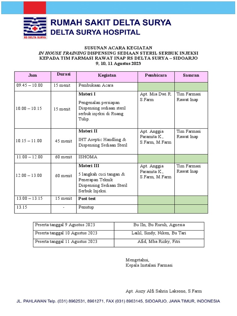 Rundown IHT Dispensing Sediaan Steril REV.1 | PDF
