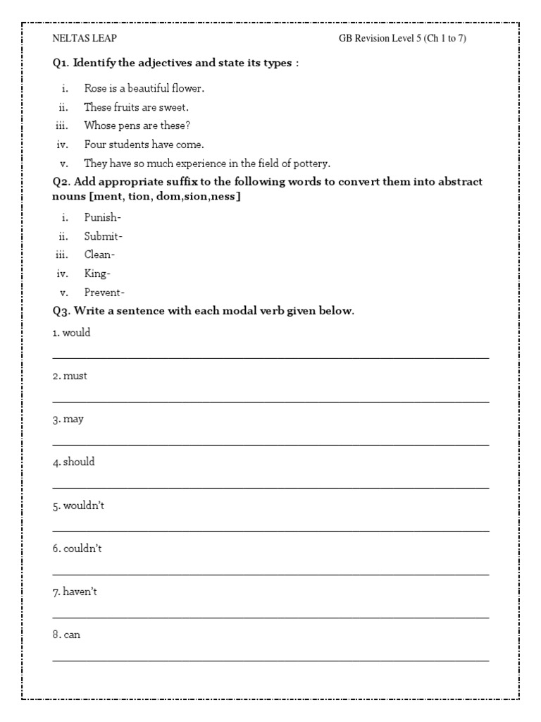 Revision Worksheet GB Level 5 | PDF | Verb | Grammatical Tense