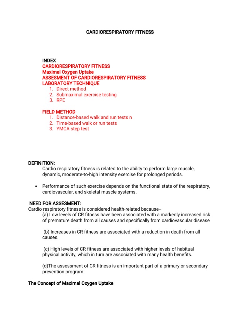 Cardiorespiratory Fitness | PDF