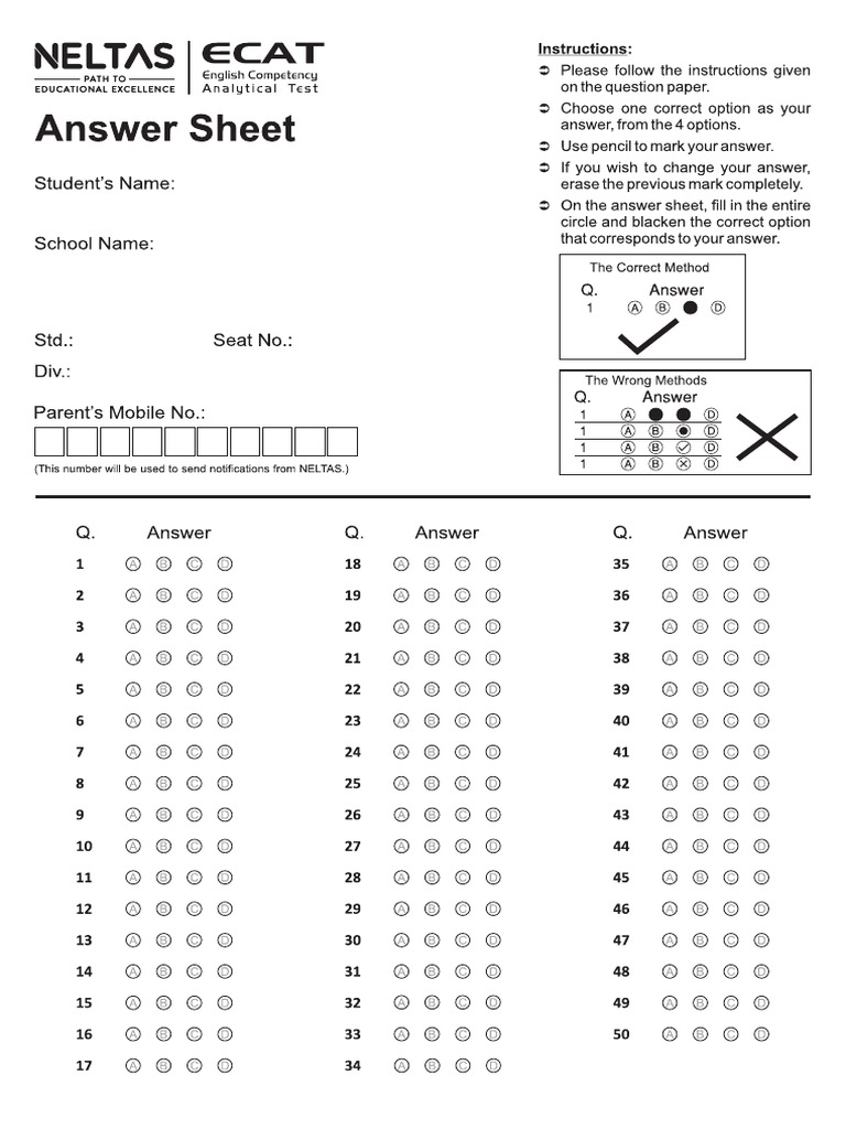 AnswerSheet (Blank) New 2022 CTC | PDF