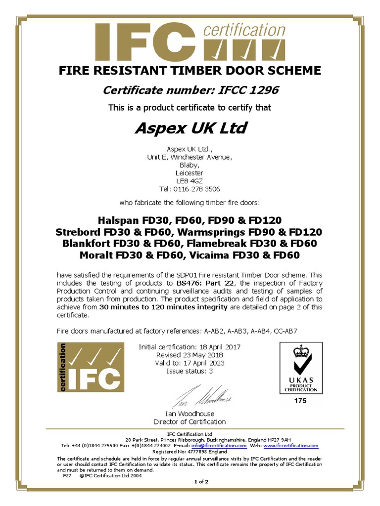 Aspex IFC Certificate | PDF