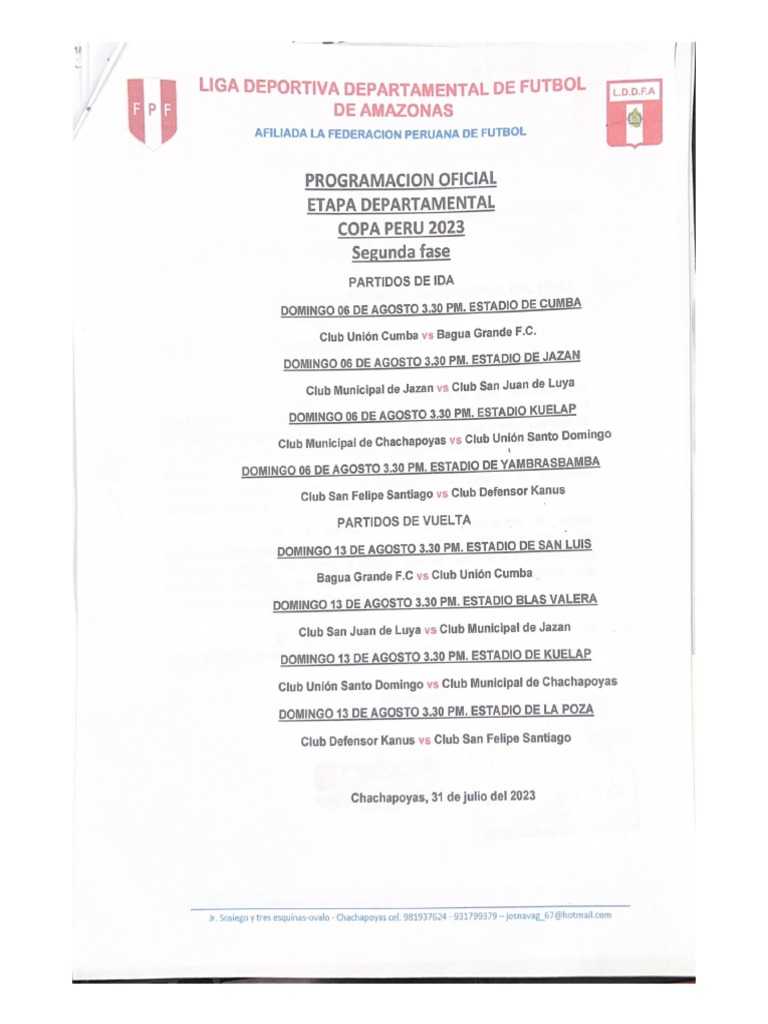 Liga Deportiva Departamental de Futbol | PDF