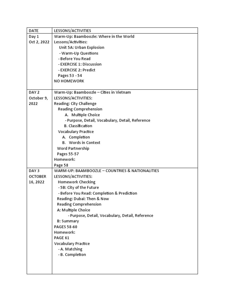 LESSONS | PDF | Reading Comprehension | Vocabulary