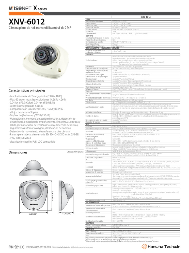 Es XNV 6012 Datasheet | PDF | Píxel | Protocolos de internet