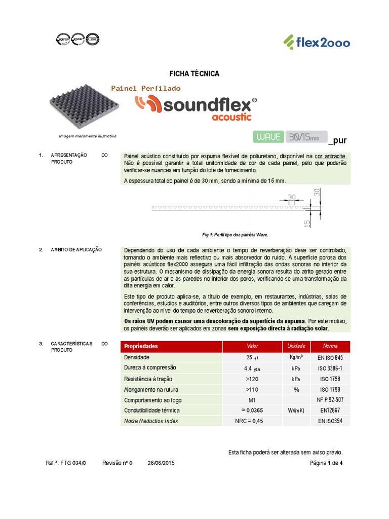 Ficha Técnica - Painel Espuma Acústica Soundflex Acoustic WAVE 30 - 15 ...