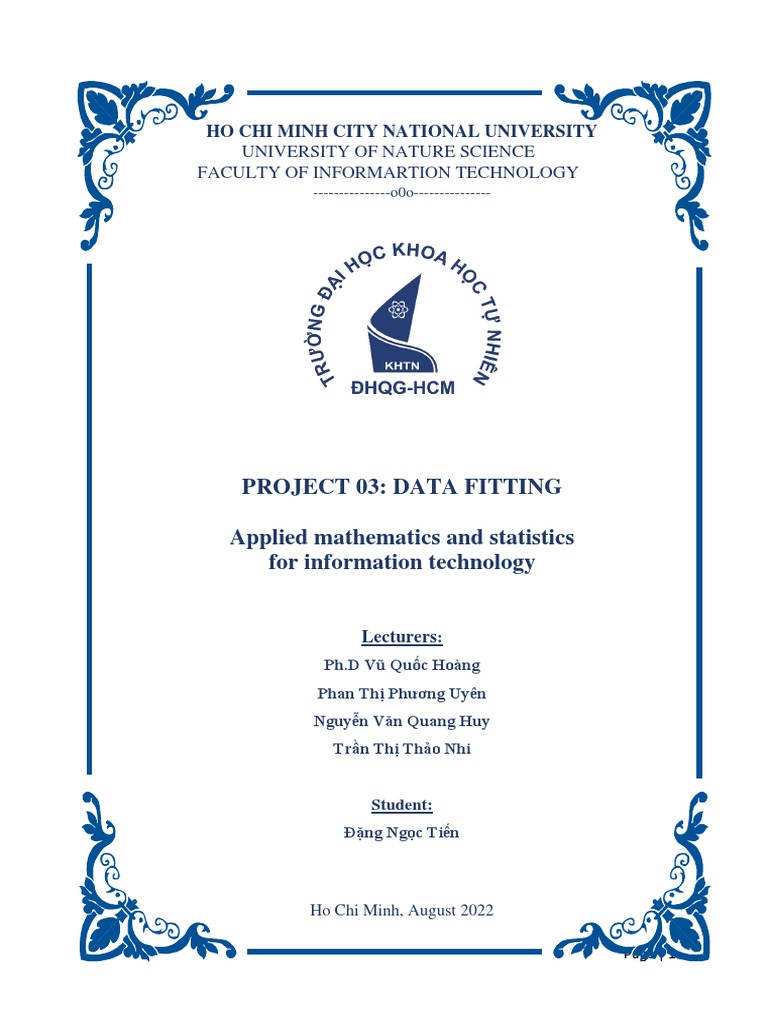 Project 03: Data Fitting Applied Mathematics and Statistics For Information Technology | PDF ...