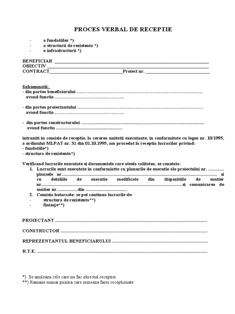 PV de RECEPTIE Structura de Rezistenta | PDF