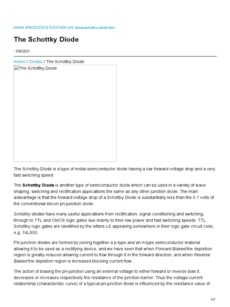 Schottky Diode Overview and Applications | PDF | Diode | P–N Junction