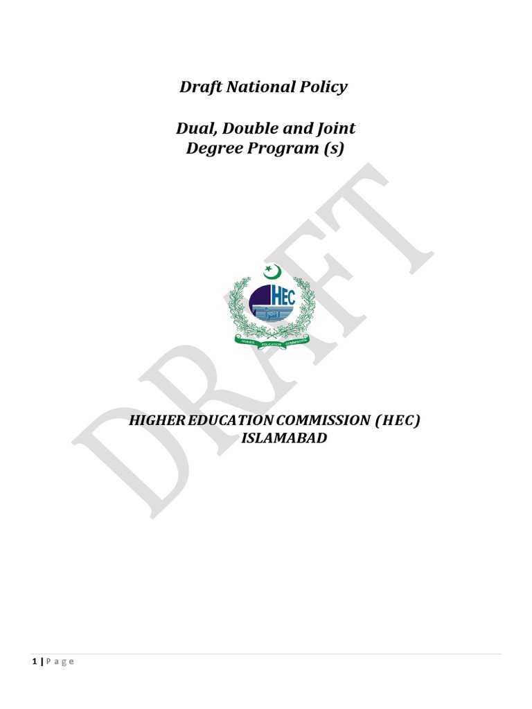 Draft Policy Dual, Double and Joint Degree Programs July 2022 | PDF ...