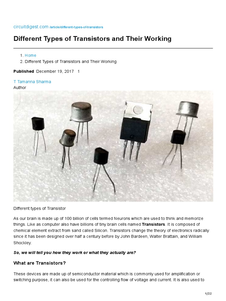 Different Types of Transistors and Their Working | PDF | Bipolar ...