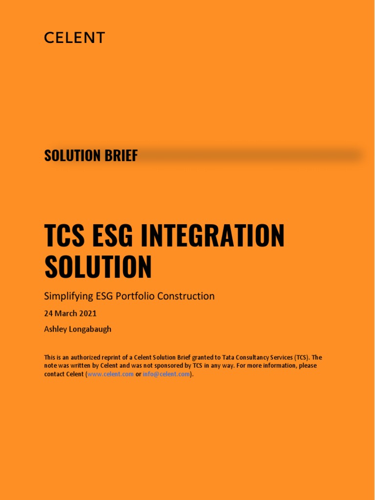 ESG Integration Solution Information | PDF | Economies | Investing