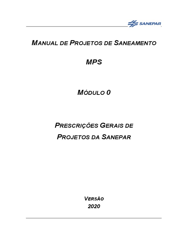 Modulo 0 - Prescricoes Gerais de Projetos Da Sanepar | PDF | Engenharia | Saneamento
