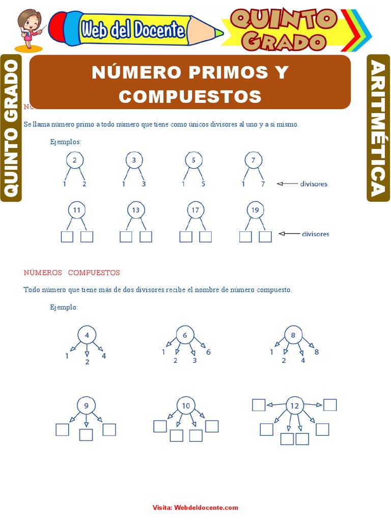 Números-Primos-y-Compuestos-para-Quinto-Grado-de-Primaria | PDF | Aritmética | Teoría de los números