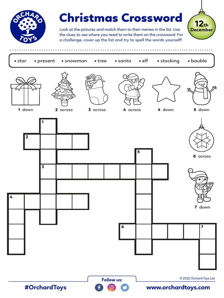 Christmas Crossword Activity Sheet | PDF