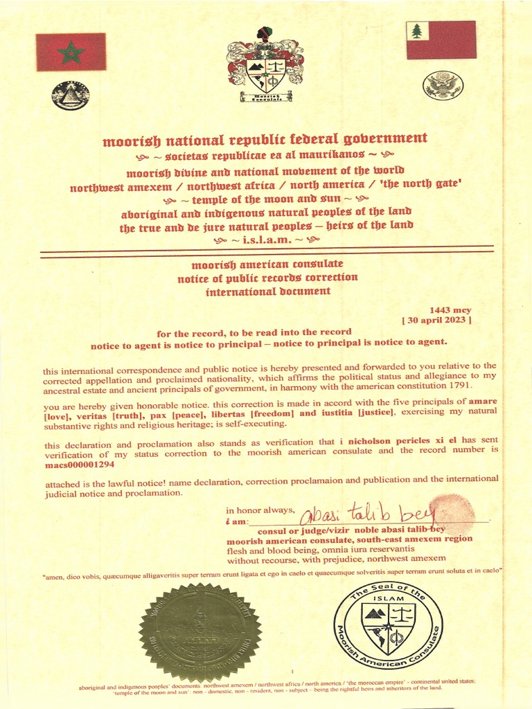 Nicholson Sovereign Documents | PDF | Government | Common Law