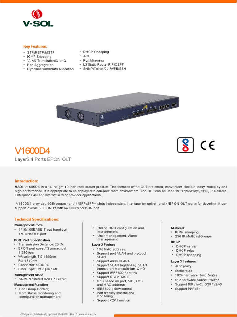 V1600D4 Datasheet V1.3 EN | PDF | I Pv6 | Port (Computer Networking)
