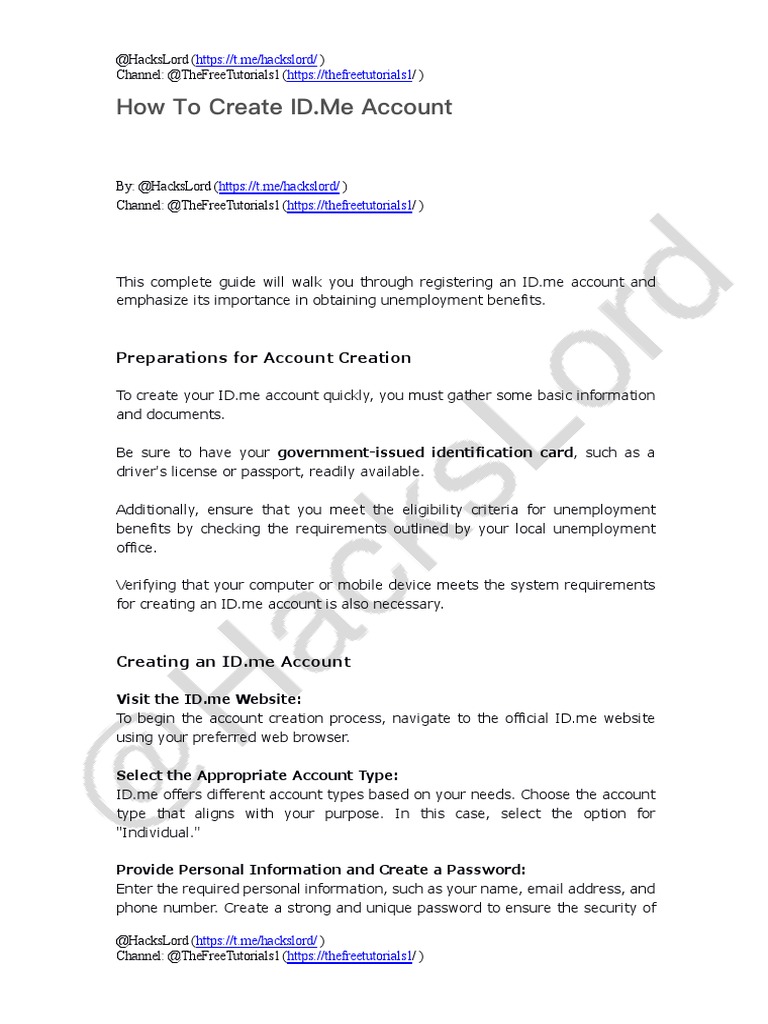 How to Create Id.me Account(@Hackslord) | PDF | Identity Document ...