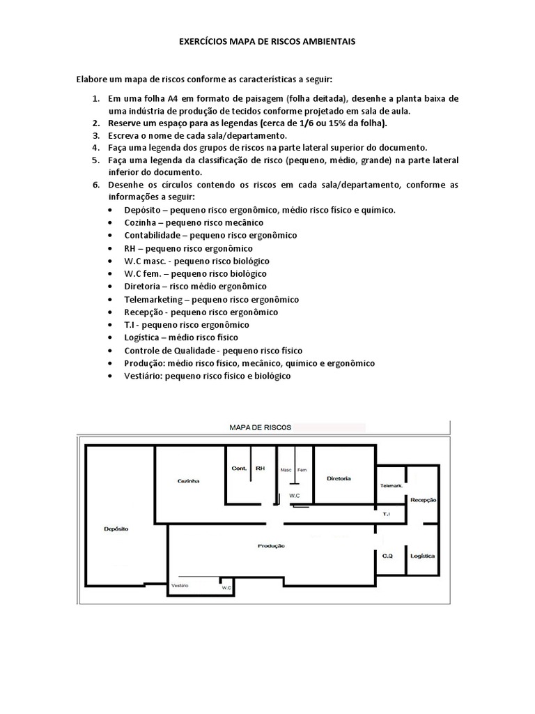 Aula 11 - Exercícios Mapa de Riscos Ambientais | PDF