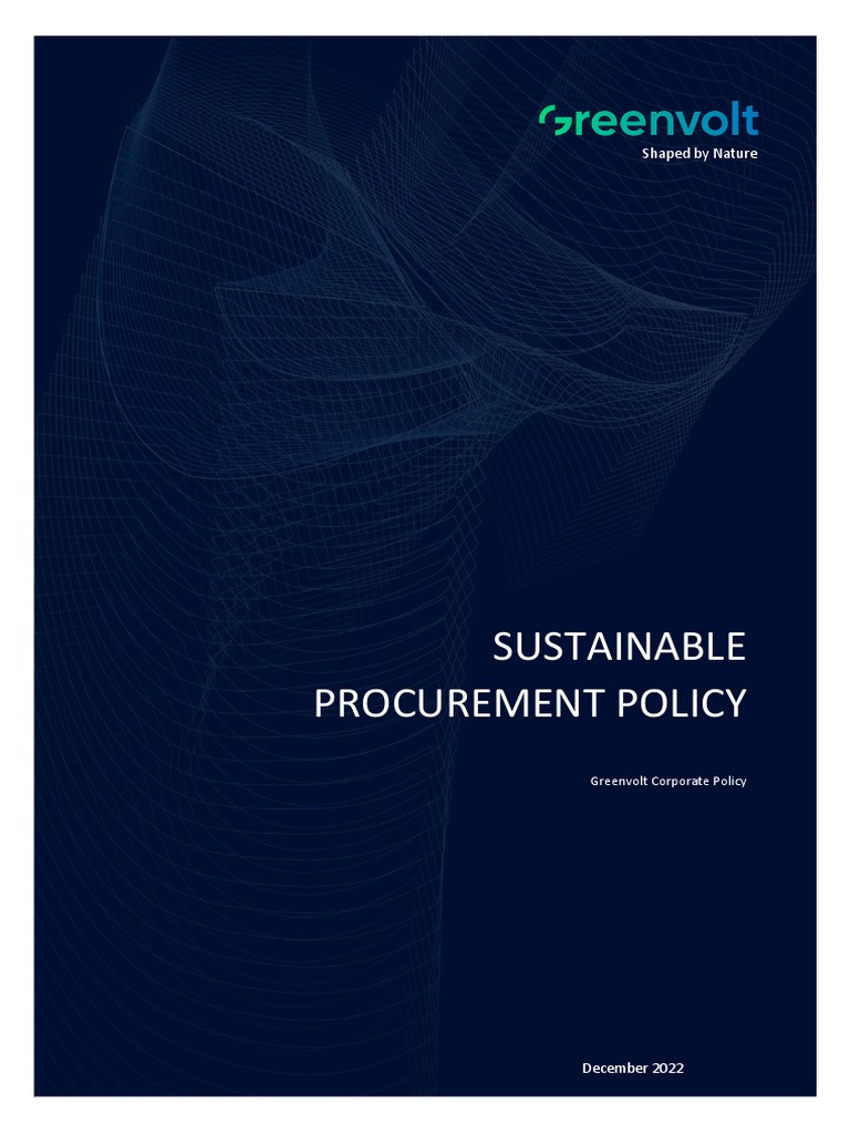 Greenvolt Sustainable Procurement Policy | PDF | Supply Chain | Procurement