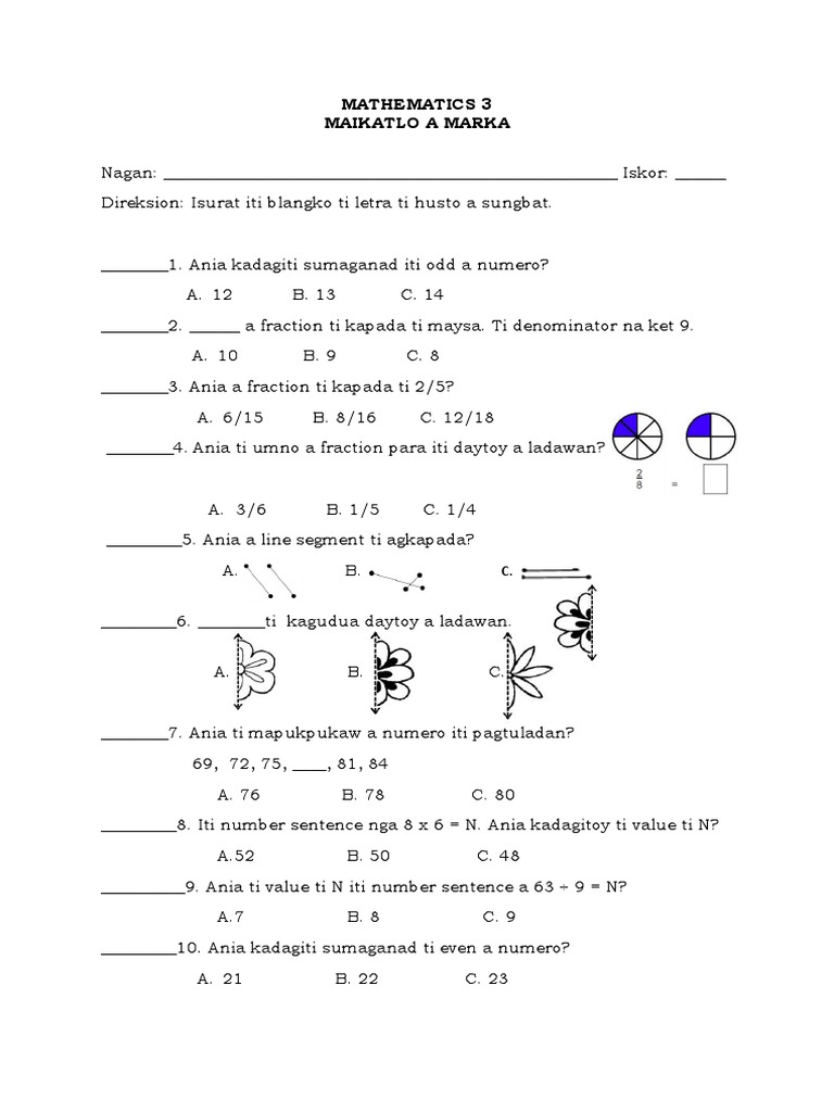 Q3 Periodical Test Mathematics 3 Pdf