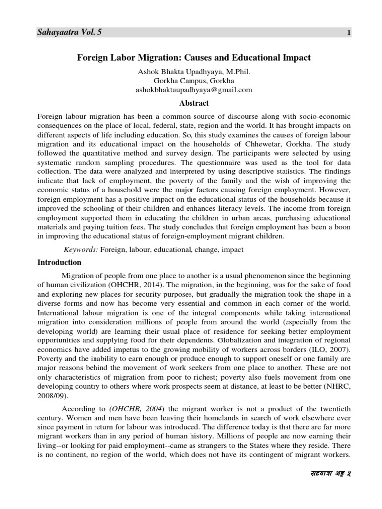Foreign Labor Migration: Causes and Educational Impact | PDF | Human ...