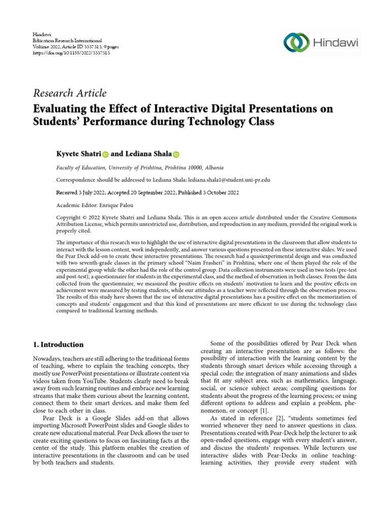 Shatri - 2022 - Evaluating The Effect of Interactive Digital ... Shatri - 2022 - Evaluating The Effect of Interactive Digital ...