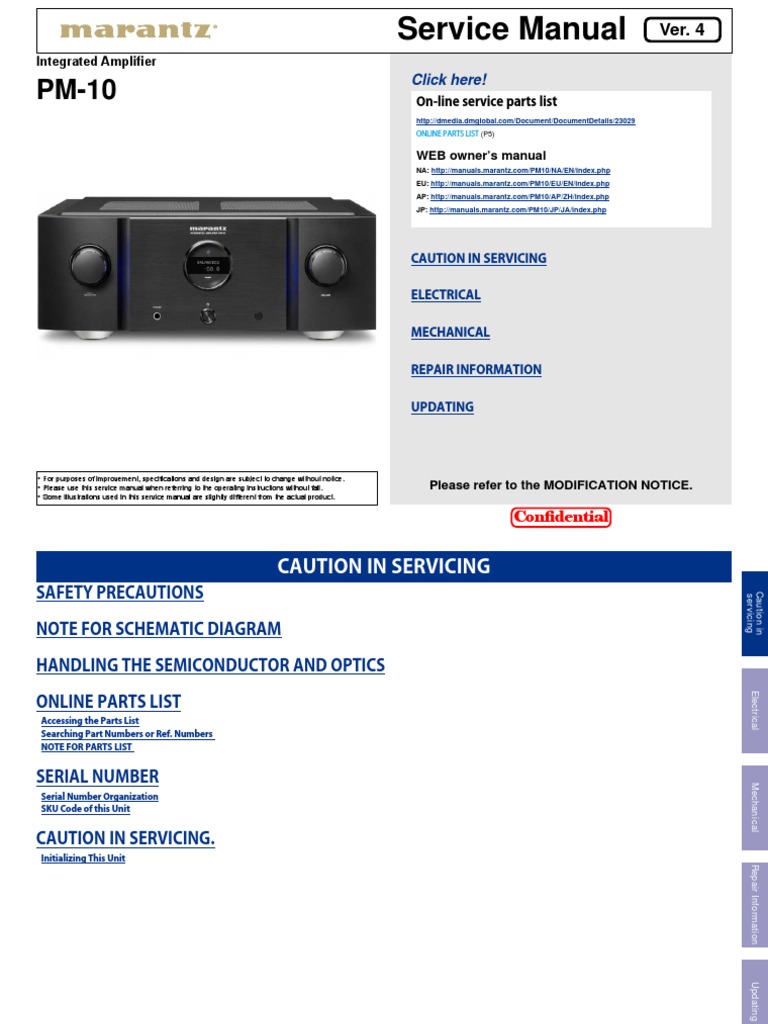 PM-10, PM-10S1 Service Manual Ver 4 | PDF | Electrical Connector ...