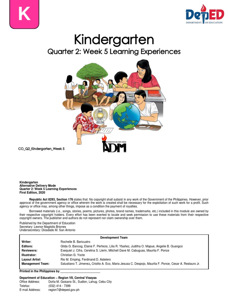 Kindergarten q2 Week5 FINAL12092020 | PDF | Learning | Vocabulary