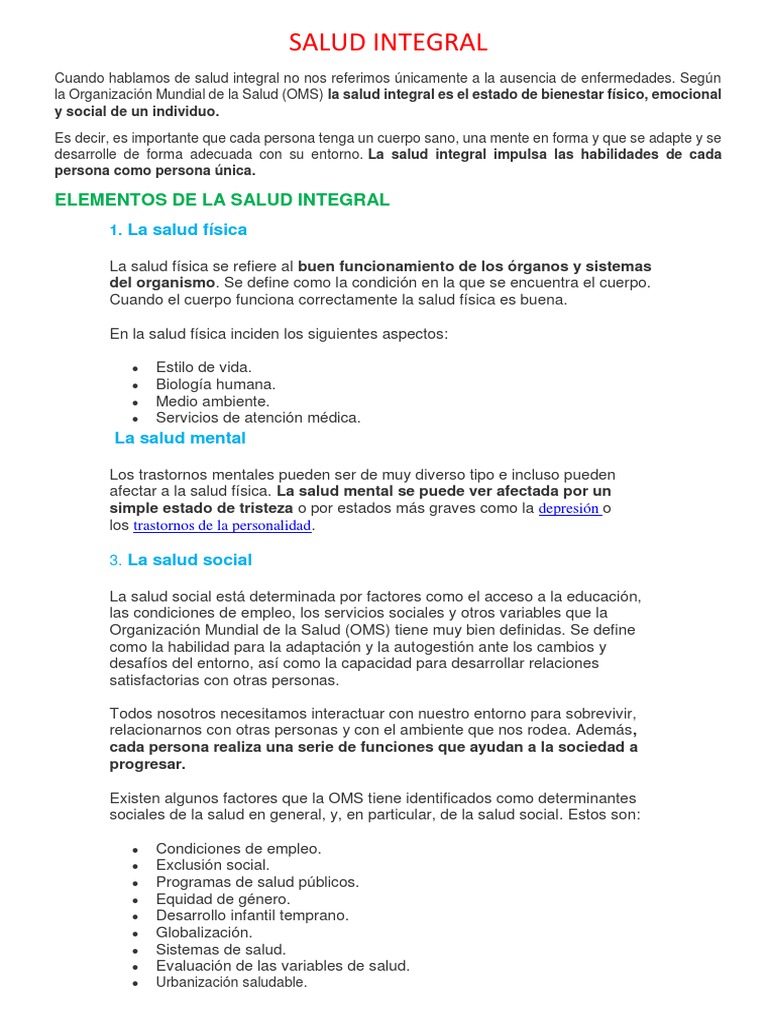 Salud Integral | PDF | Salud mental | Mente