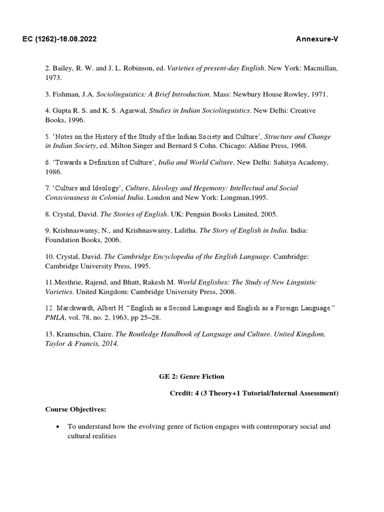 Genre Fiction Course Overview | PDF | Human Communication