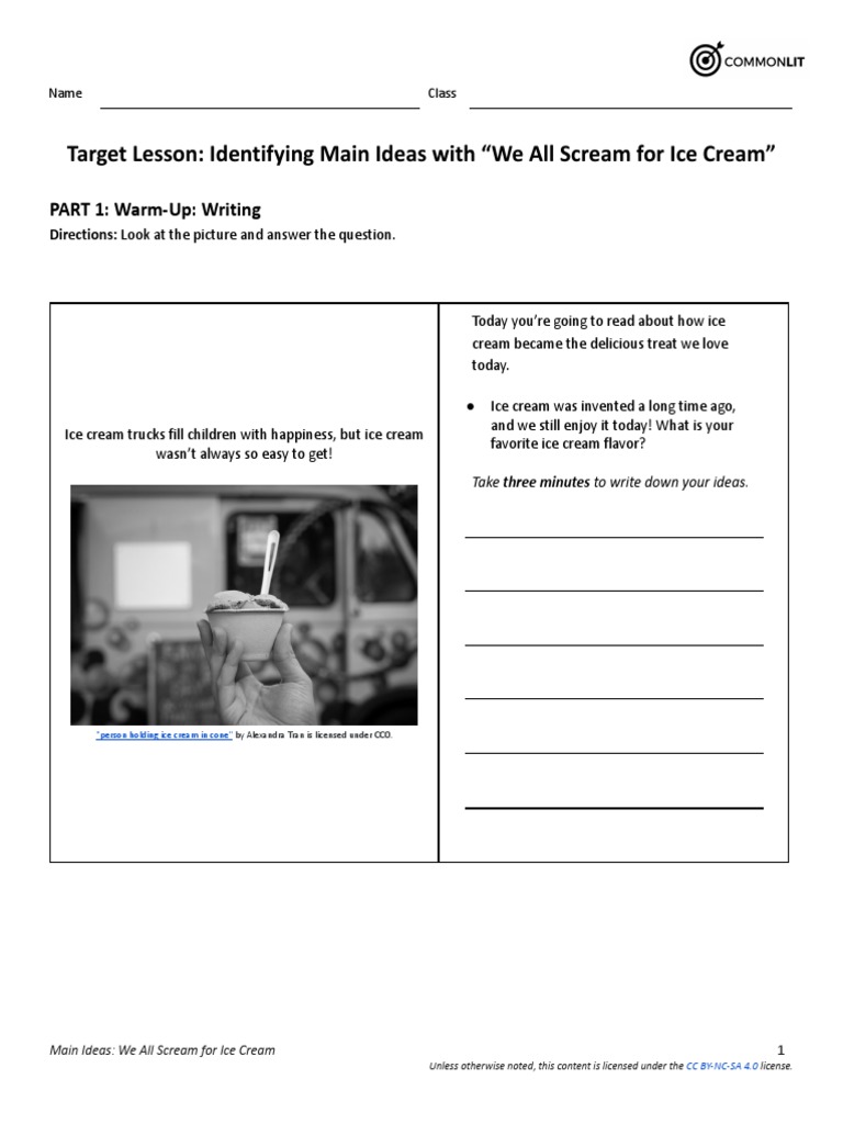 We All Scream For Ice Cream Target Lesson STUDENT COPY | Download Free ...