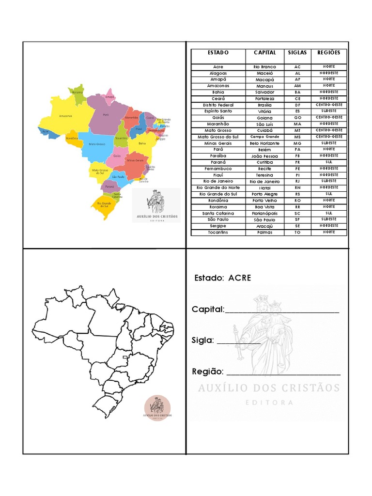 Flash Cards - Estados e Capitais Do Brasil | PDF | Brasil | América do Sul